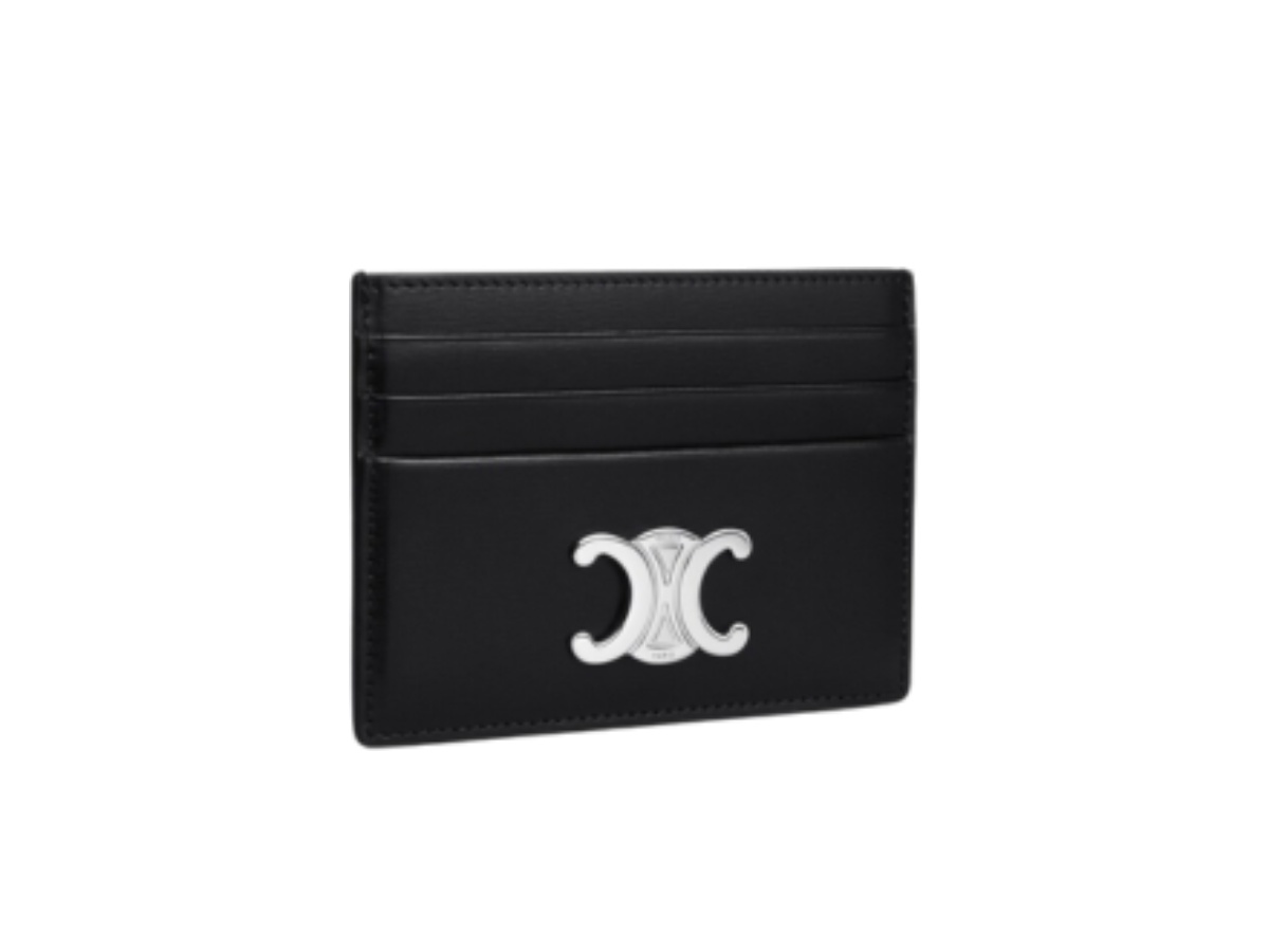 Celine Triomphe Calfskin Card Holder Women's Black | ของแท้