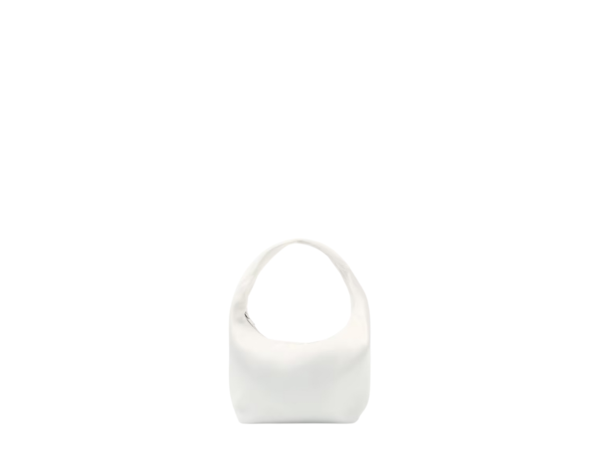 COS Mini Sling High Shine Shoulder Bag With Silver-Tone Hardware White