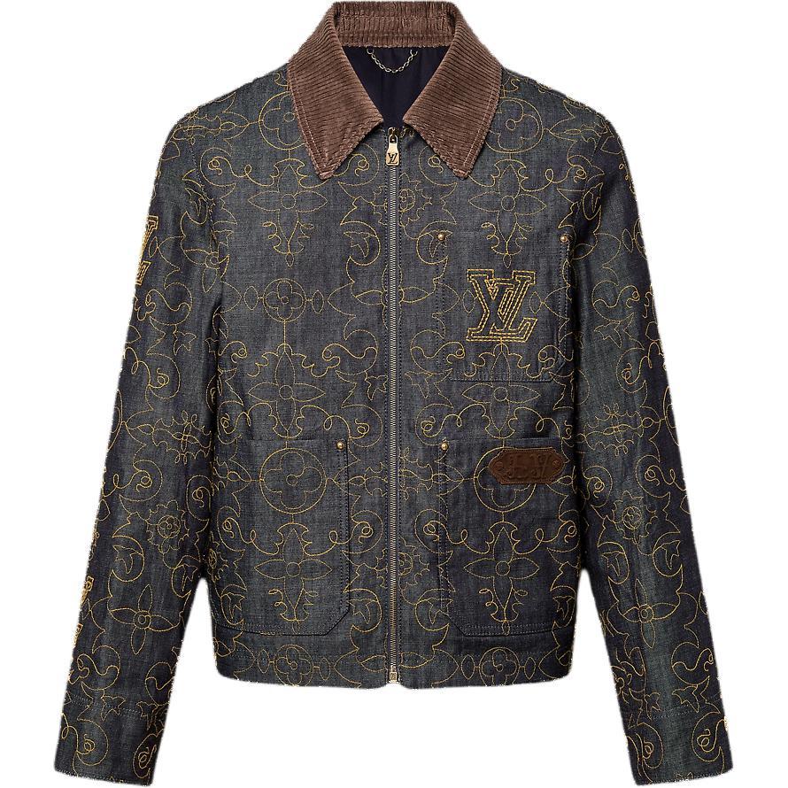 SASOM | apparel LOUIS VUITTON Embroidered Denim Workwear Jacket Check ...