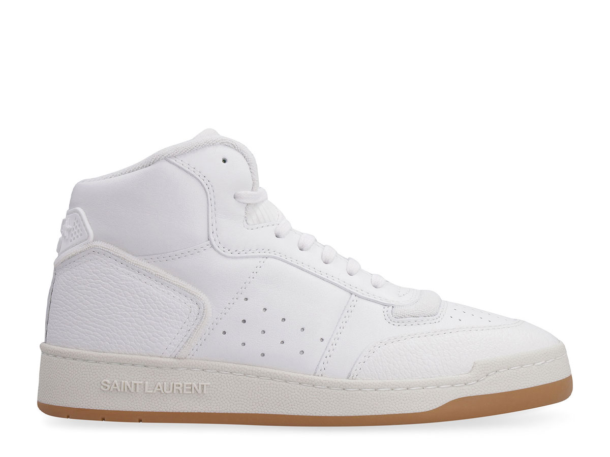 Saint Laurent Sl80 Leather Hightop Sneakerswhite Cow Hide Rubber (W)