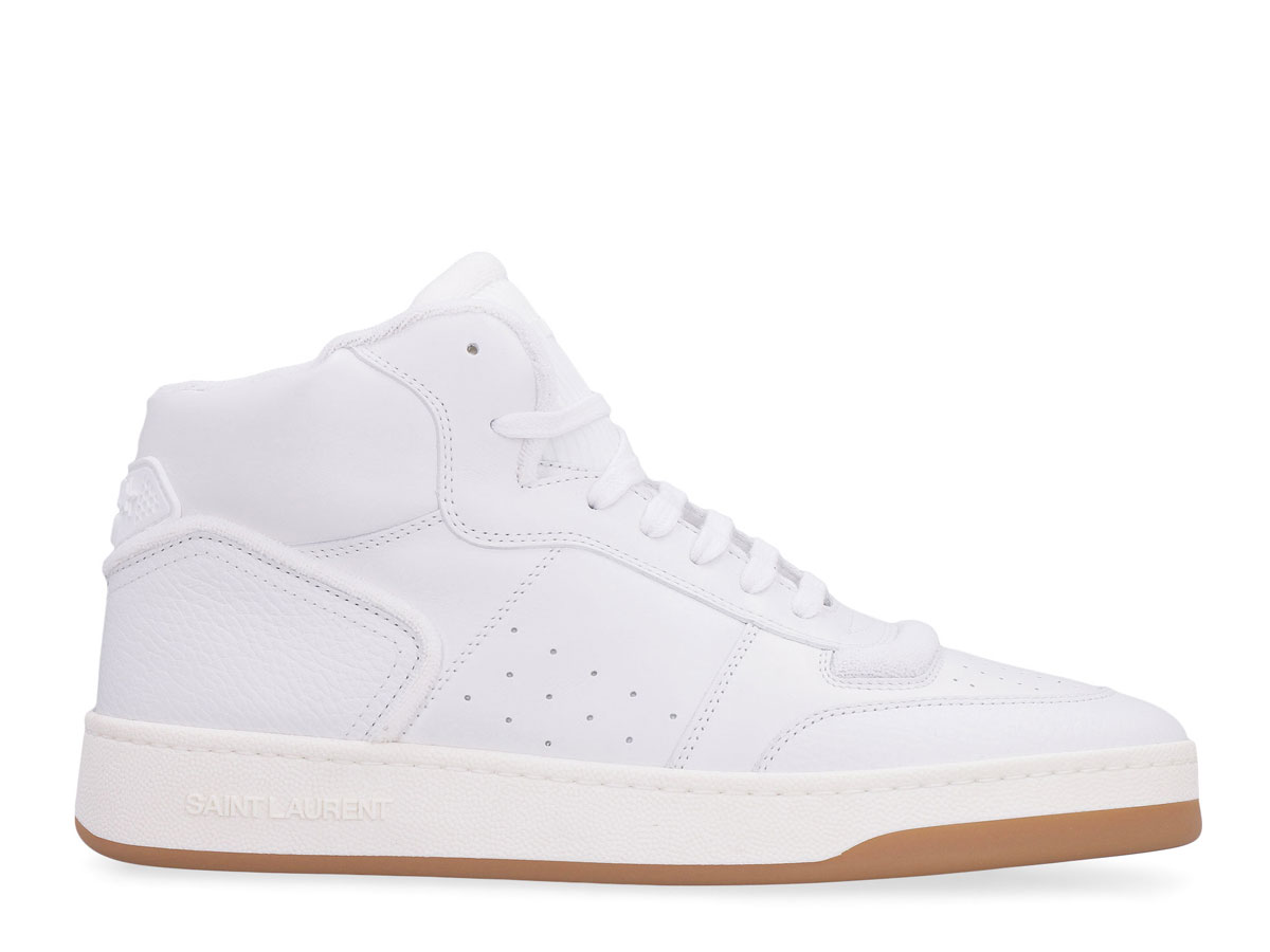 Saint Laurent Sl80 Midtop Sneakerswhite Rubber Calf 100
