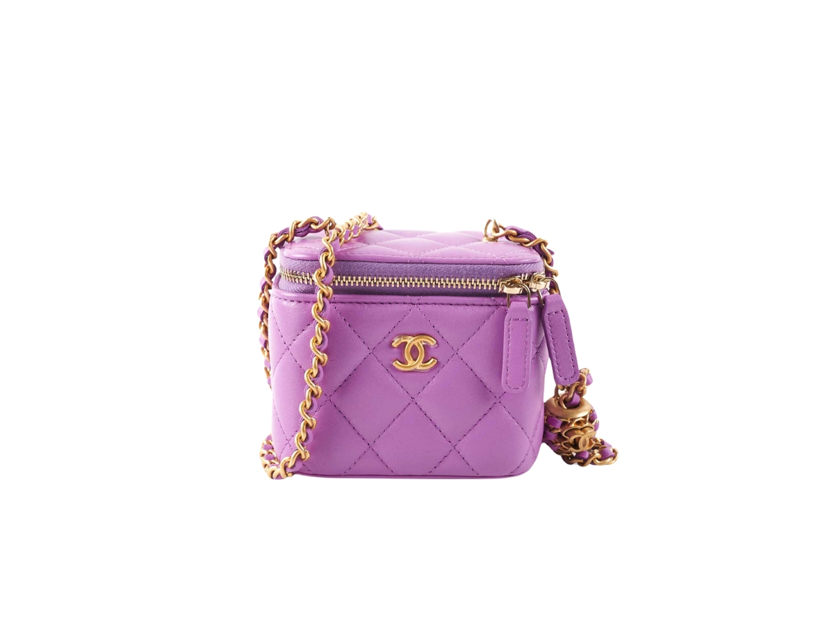 Chanel Pearl Crush Mini Vanity Case In Purple Lambskin With Gold Hardware Purple