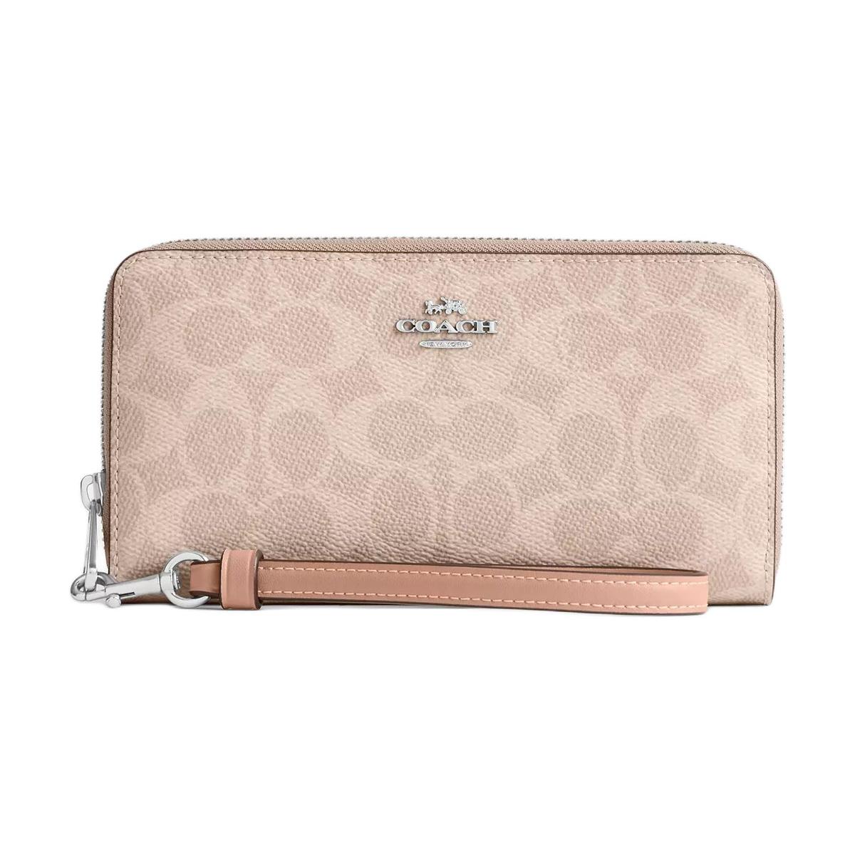 SASOM | bags COACH Coated Canvas Wallet Small Size Women's Sand Check ...