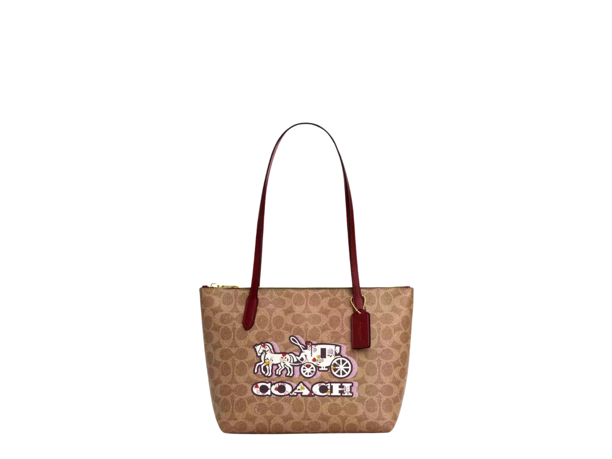 SASOM | กระเป๋า Coach Tote Bag Fiona Zip In Signature Canvas With Horse ...