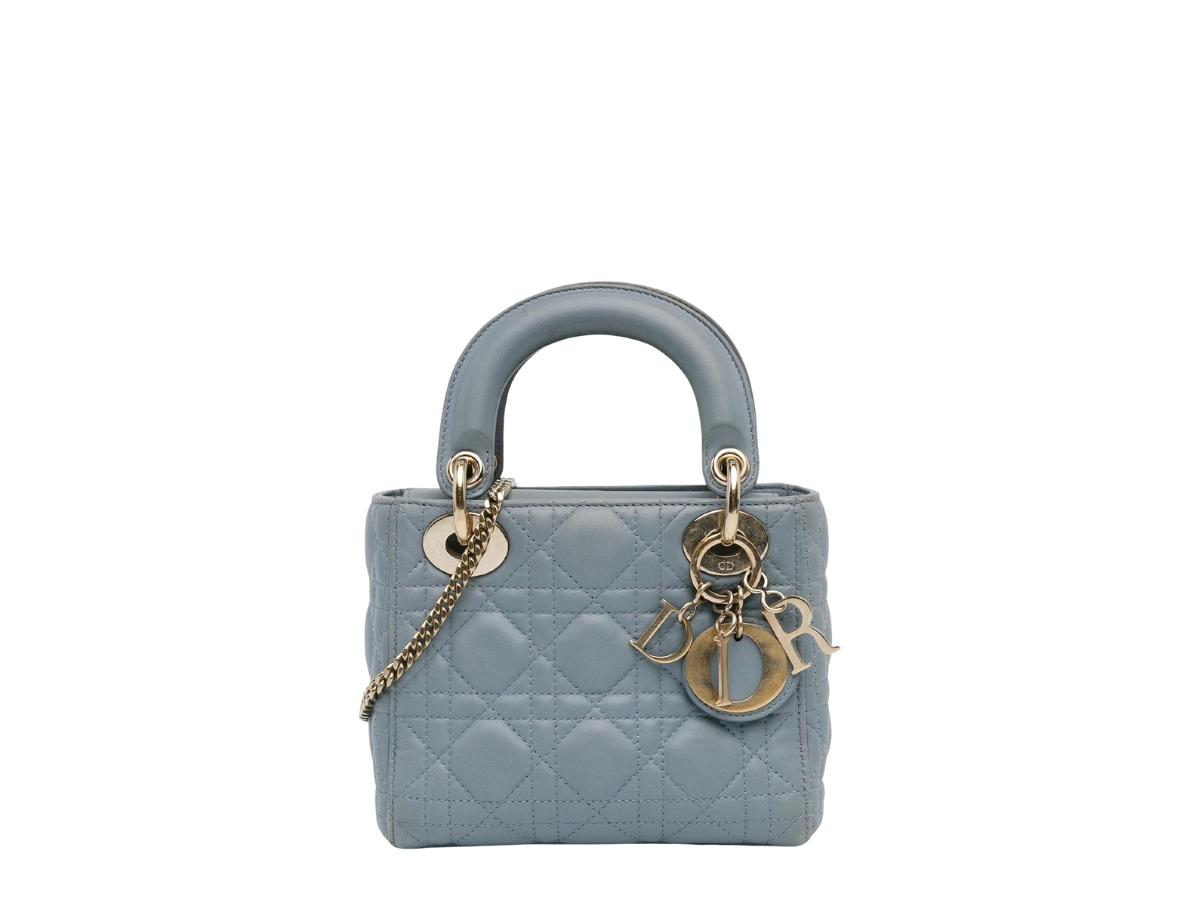 Dior Lady Dior Mini In Lambskin Cannage With Gold Hardware