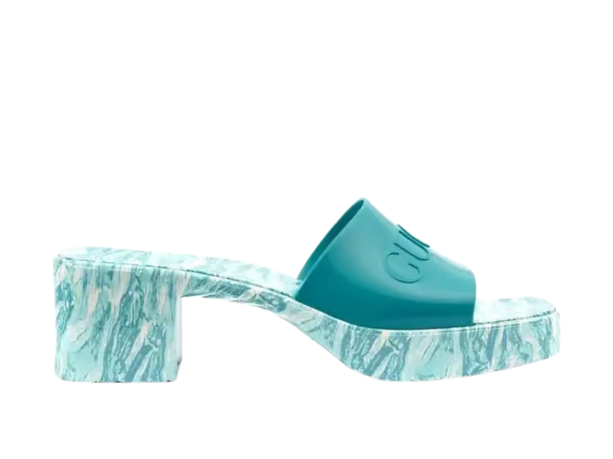 Gucci Marble Sole Logo Embellished Sandals Blue | SASOM