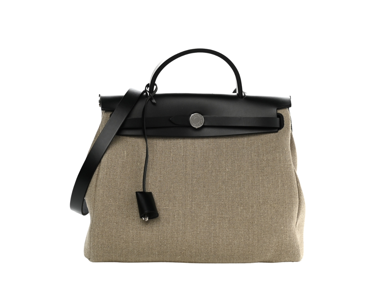 Hermes Military Toile Vache Hunter Herbag Black | ของแท้