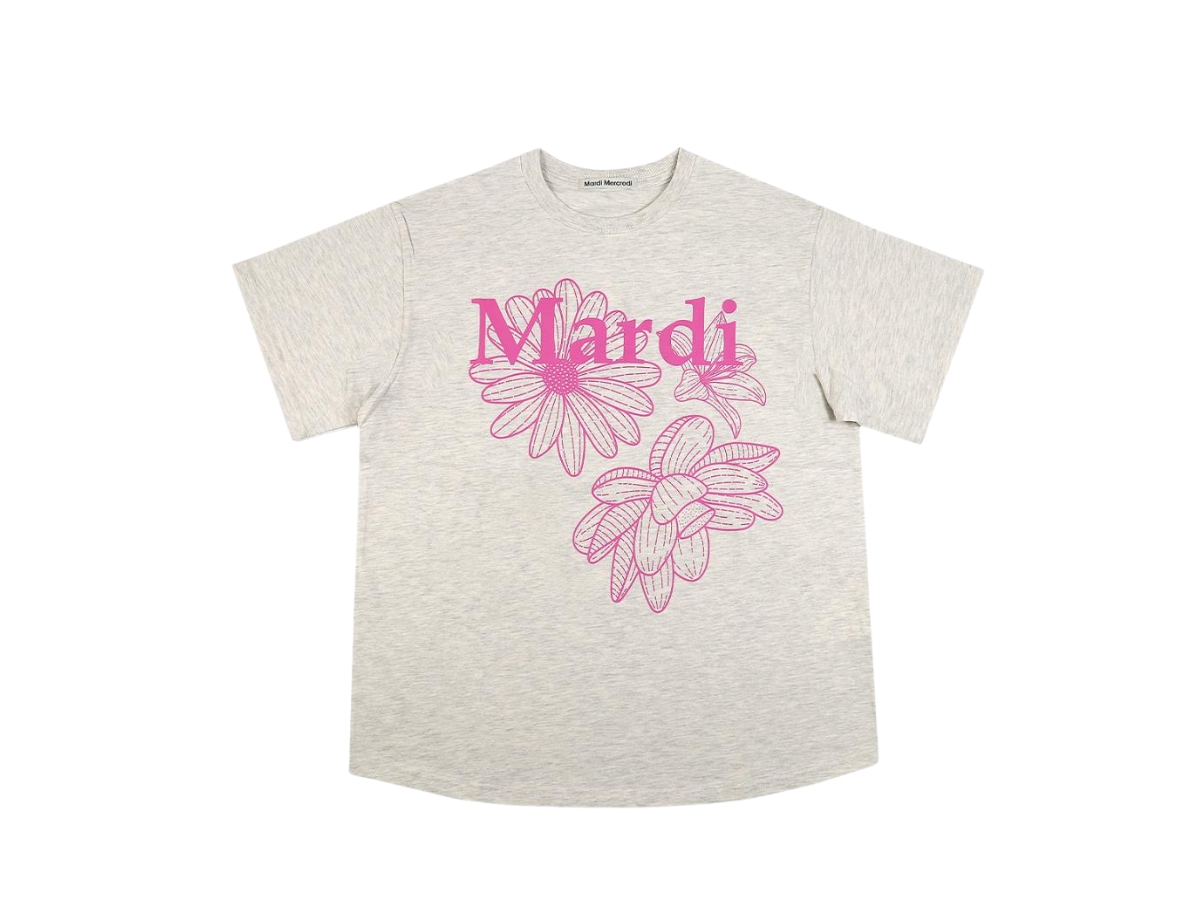 Mardi Mercredi T-Shirt Triple Flower Oatmeal Pink
