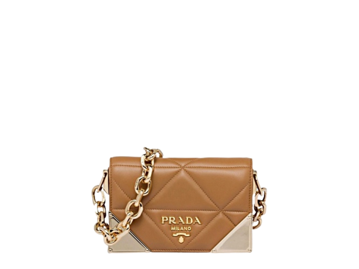 Prada Quilted Nappa In Caramel Leather With Gold Hardware
