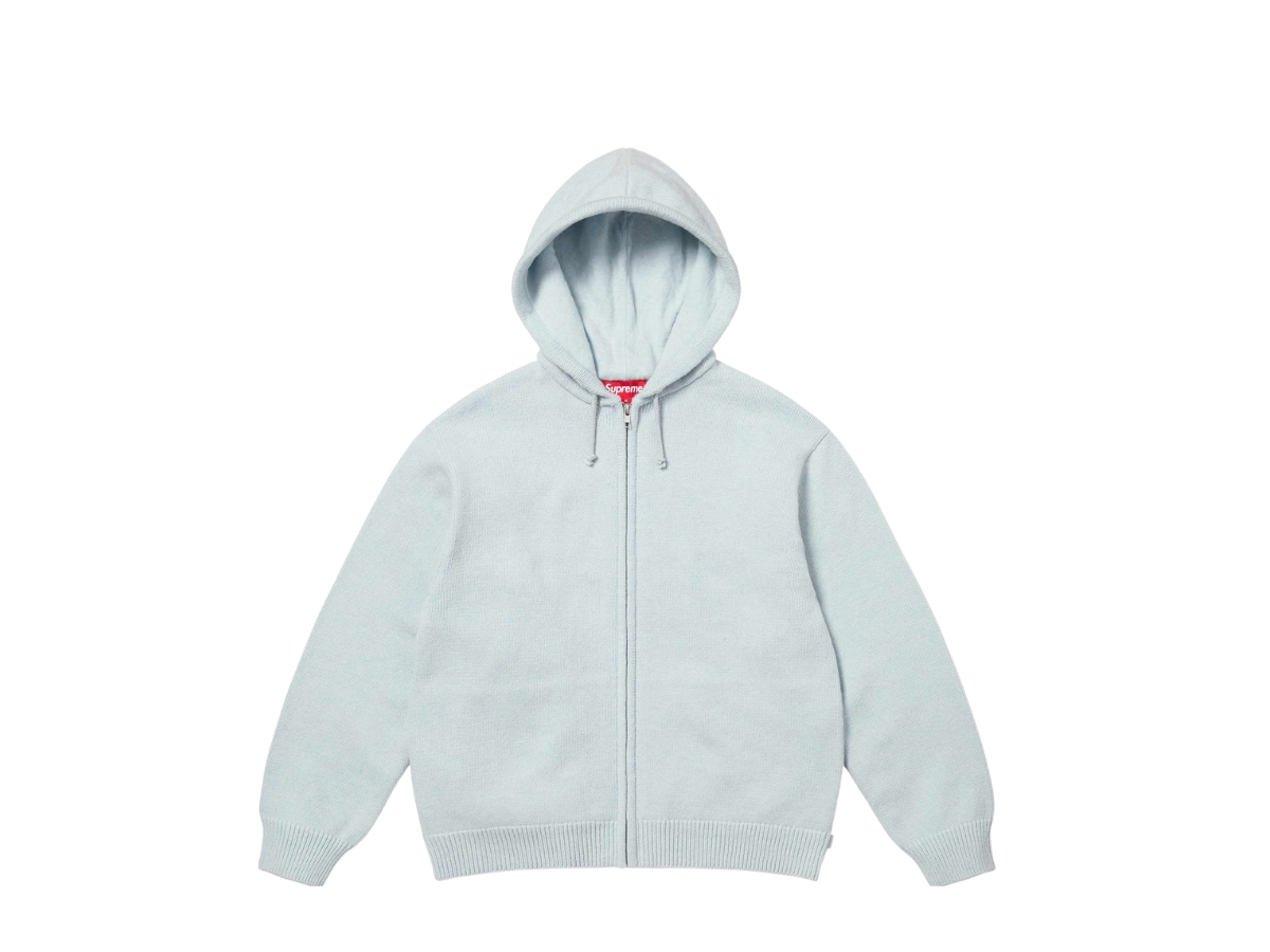 Supreme Last Supper Embroidered Zip Up Hooded Sweater Light Blue