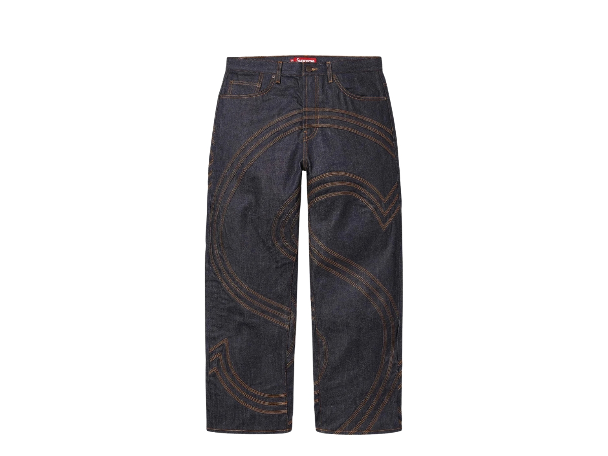 Supreme S Logo Rigid Baggy Jean Rigid Indigo | ของแท้