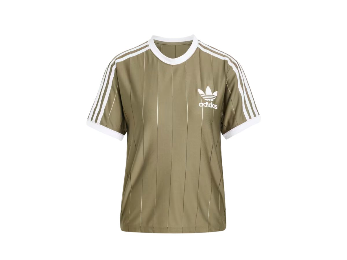 adidas Adicolor 3-Stripes Pinstripe Tee Olive Strata
