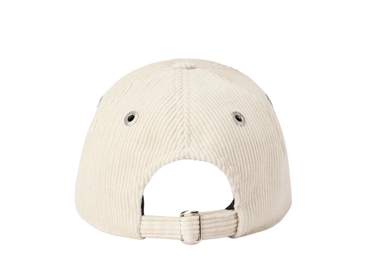 Ami De Coeur Embroidery Cap In Cotton Corduroy Velvet Off-White
