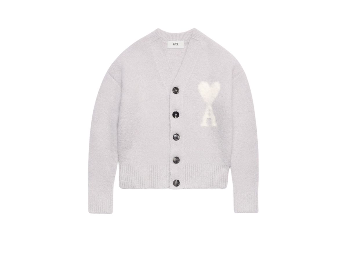 Ami Paris Cloudy Wool Ami De Coeur Cardigan In Hairy Alpaca Knit Earl ...