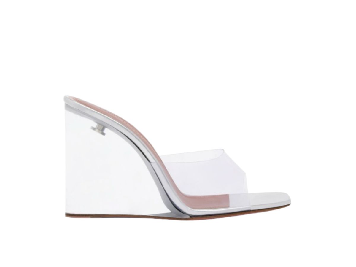 Amina Muaddi Lupita Glass Wedge Transparent PVC | SASOM
