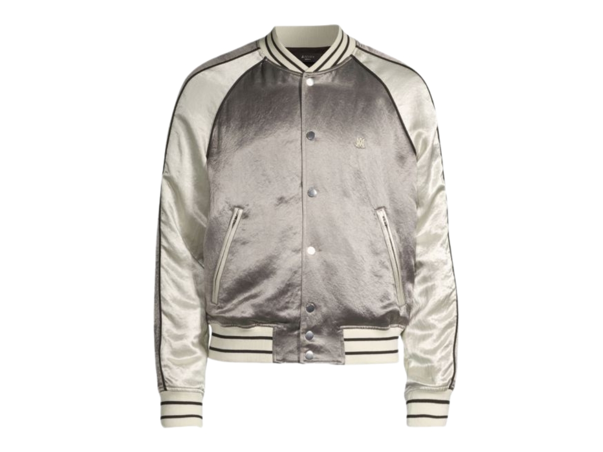 SASOM | เสื้อผ้า Amiri Embroidered-Logo Bomber Jacket Silver เช็คราคาล่าสุด