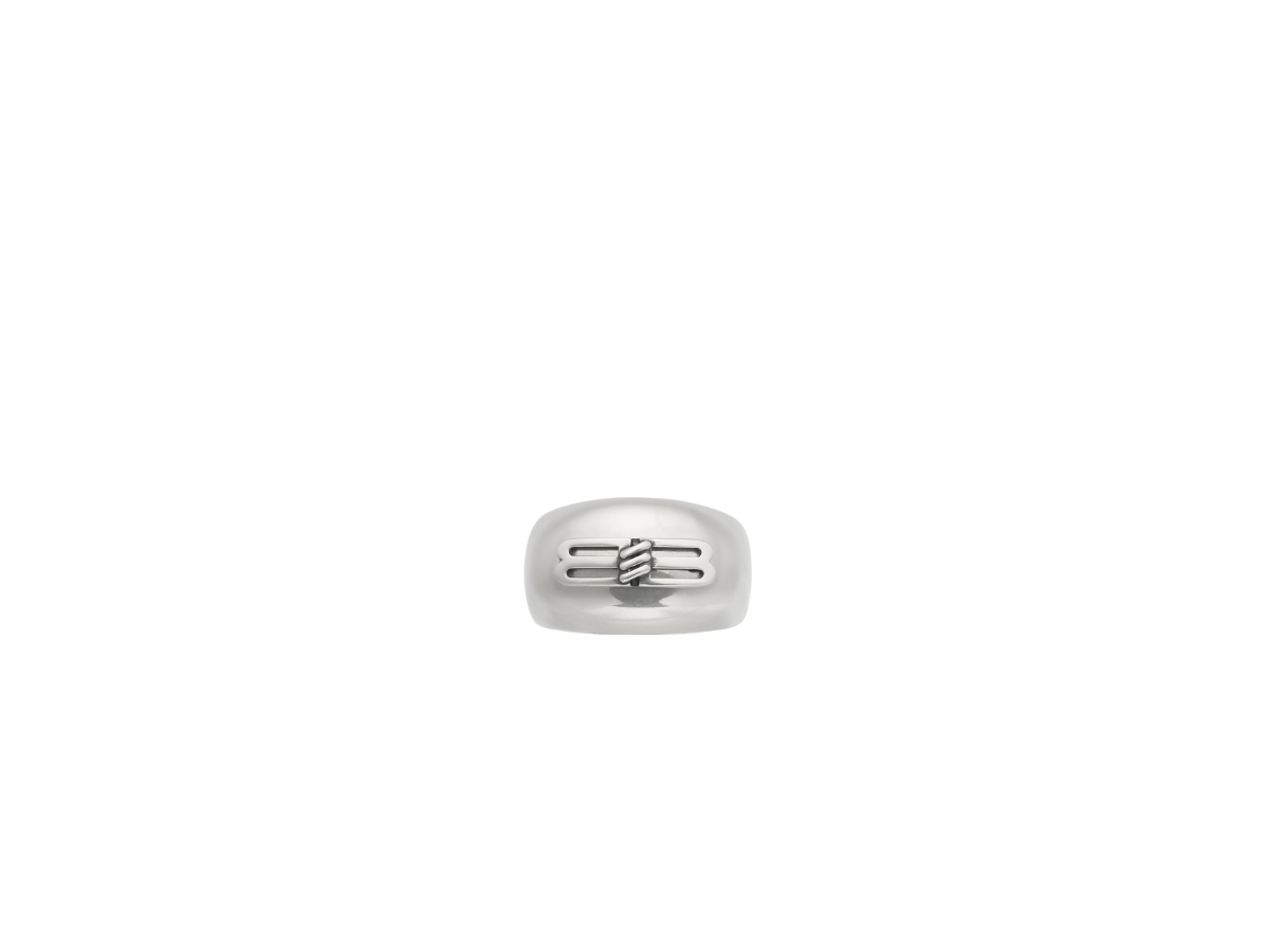 Balenciaga BB Icon Signet Ring In Antique Silver Brass