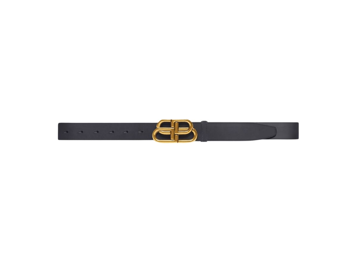 Balenciaga BB Large Belt In Black Vegetable Tanned Calfskin With Aged ...