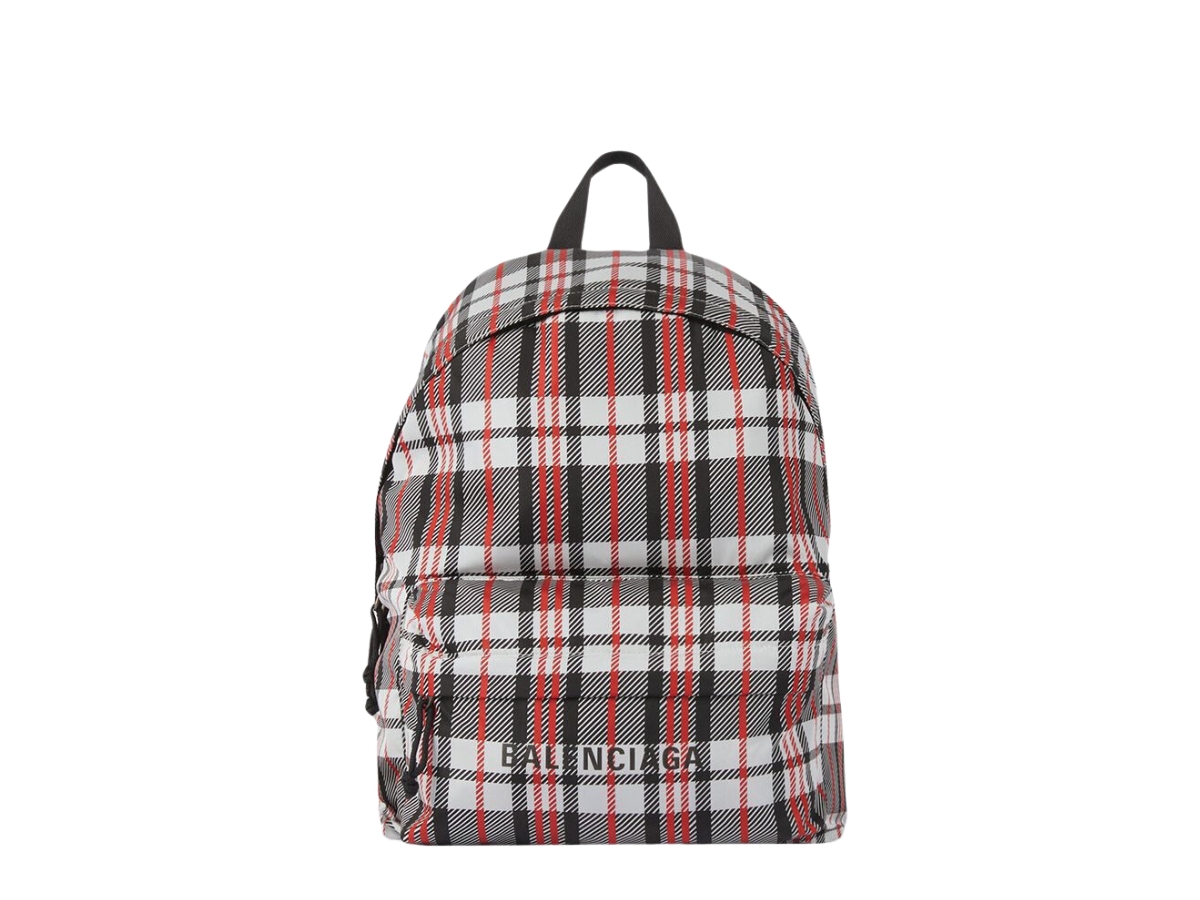 SASOM | bags Balenciaga Expandable Plaid Backpack Black Red White Check ...