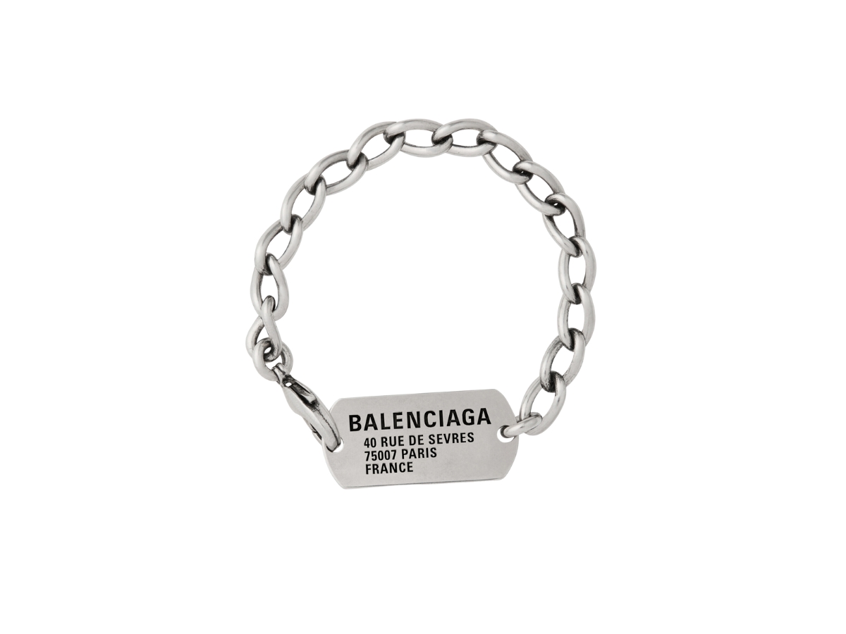Balenciaga Men's Tags Bracelet In Antique Silver Brass