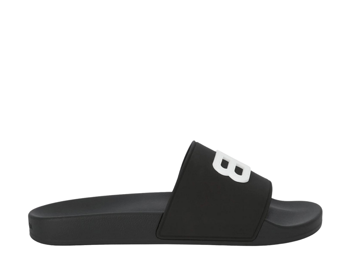 Balenciaga Pool Slides 3D BB Logo White Black | SASOM