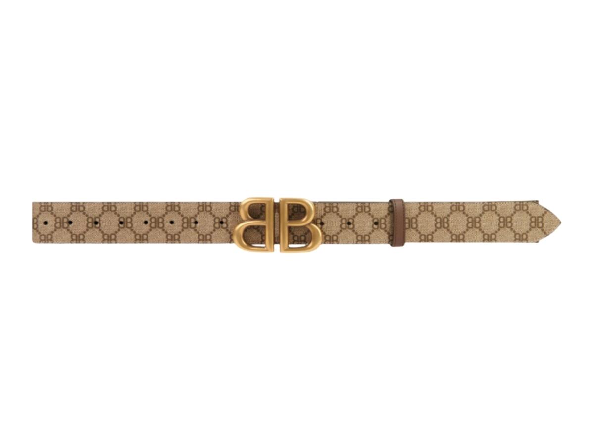 Balenciaga x Gucci Hacker BB Belt in Coated Canvas in Beige