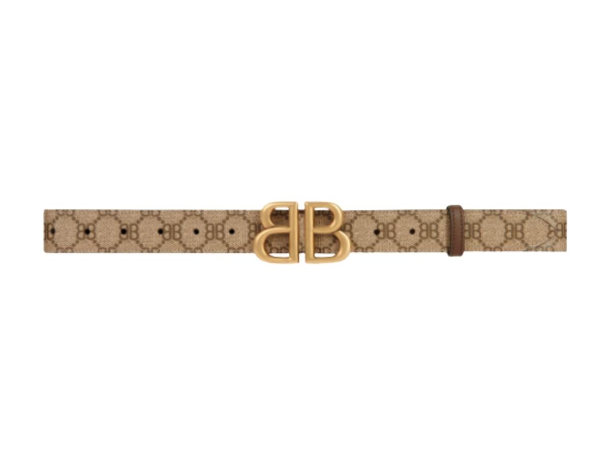 Balenciaga x Gucci Hacker BB Large Belt in Coated Canvas in Beige