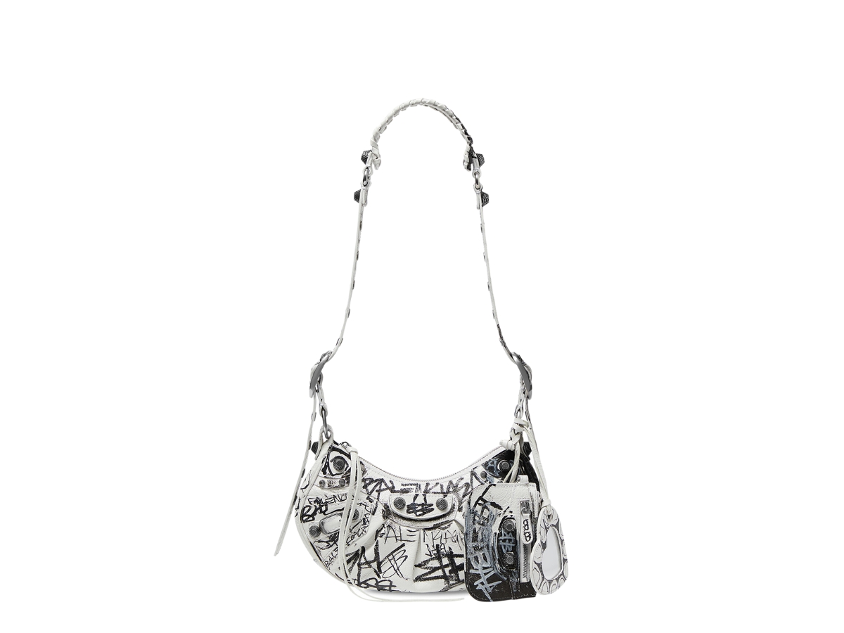SASOM | กระเป๋า Balenciaga XS Le Cagole Shoulder Bag In Graffiti Printed Arena Lambskin With ...