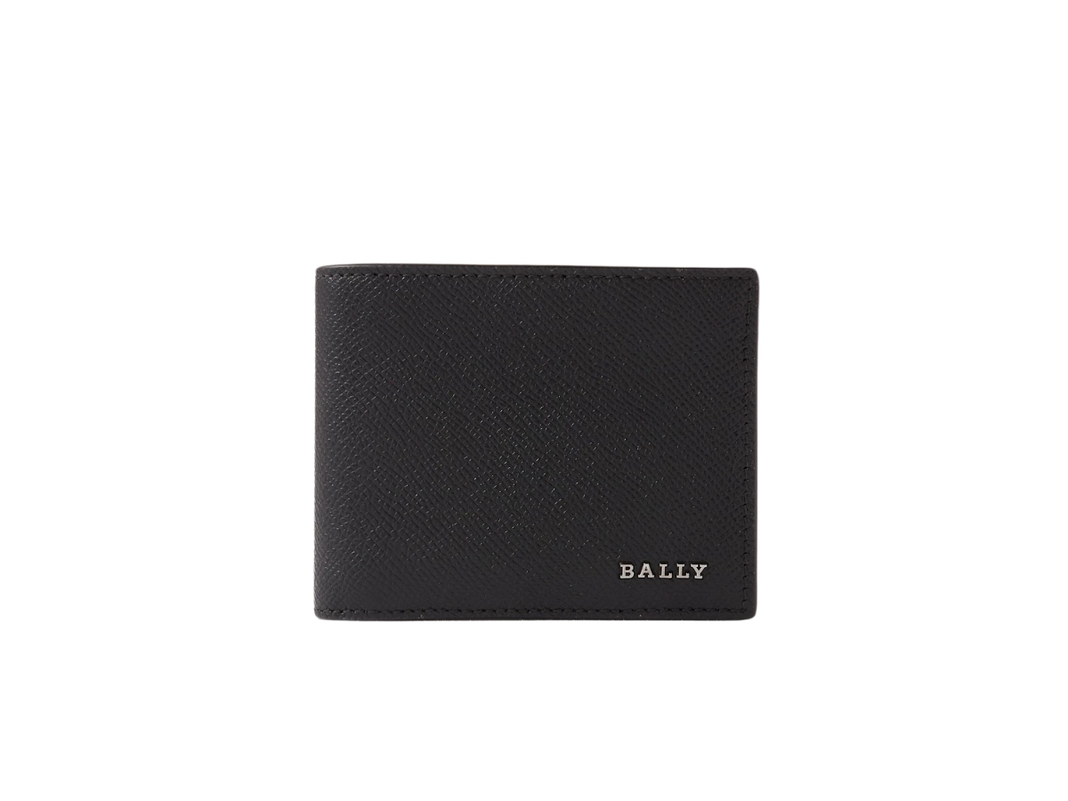Bally Bevyett Bi-fold Wallet In Embossed Calf Leather Black Blue
