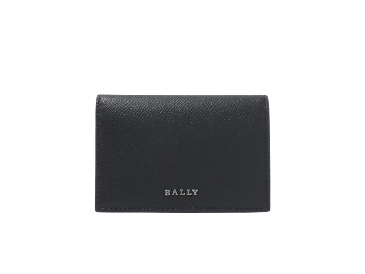 Bally Card Case In Leather With Ruthenium Metal Black Blue Neon