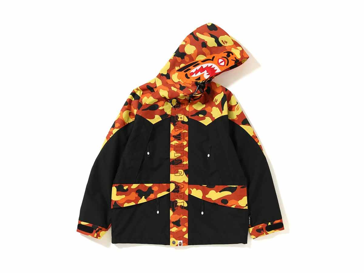 BAPE 1st Camo Tiger Snowboard Jacket Black/Orange | ของแท้