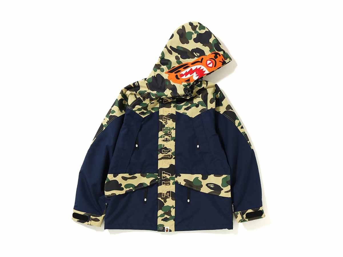 BAPE 1st Camo Tiger Snowboard Jacket Navy/Yellow | ของแท้