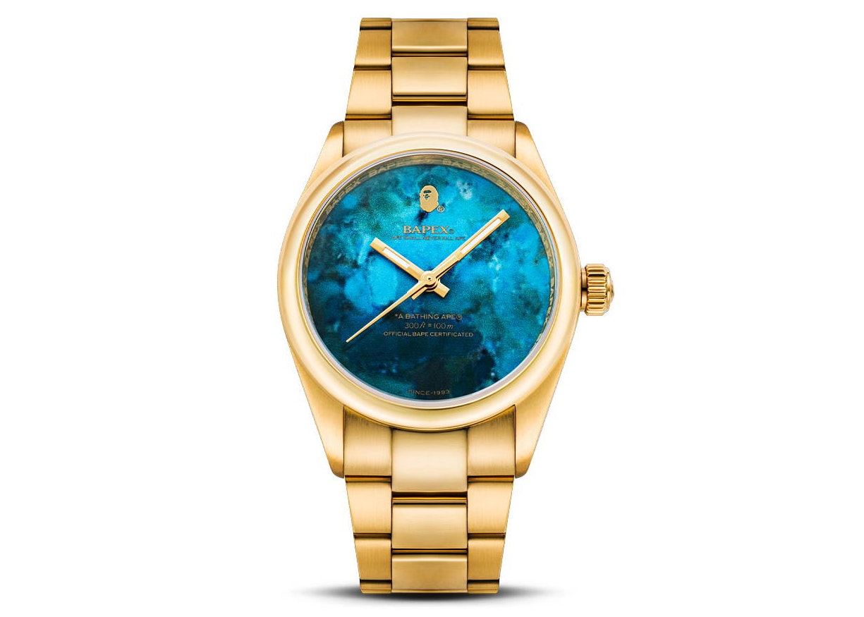 BAPE Bathing Ape Type 7 Bapex Watch Gold/Blue | ของแท้