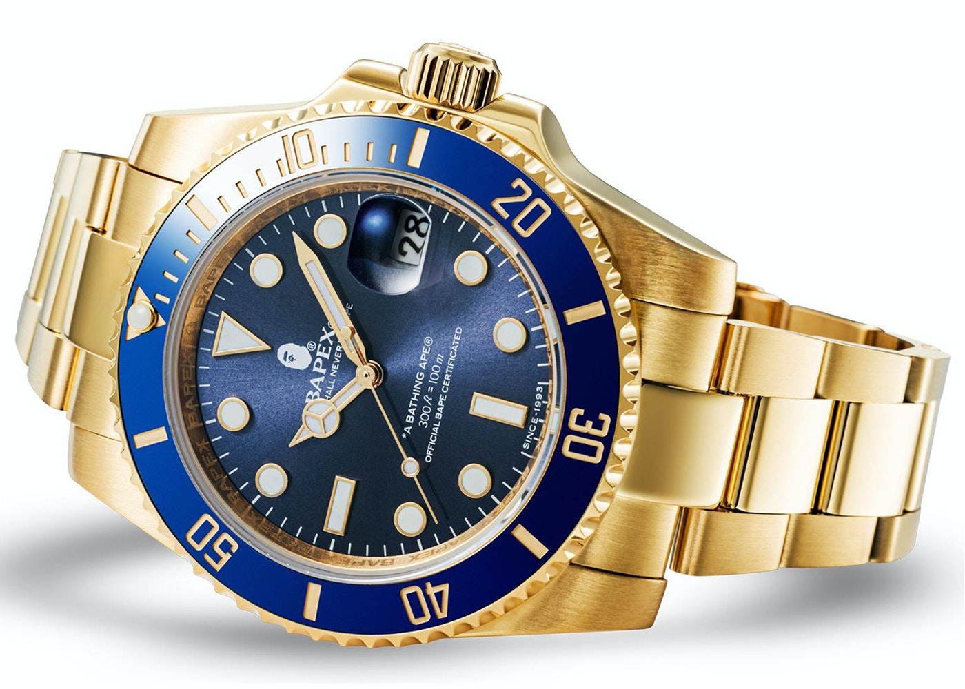 BAPE Bathing Ape Type 8 Bapex Watch Gold/Blue | ของแท้