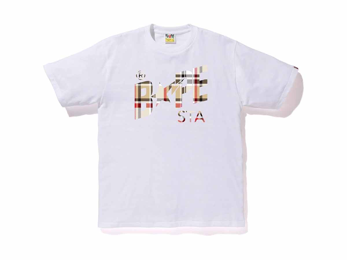 BAPE Check Bapesta Tee White/Beige Shop Authentic at SASOM