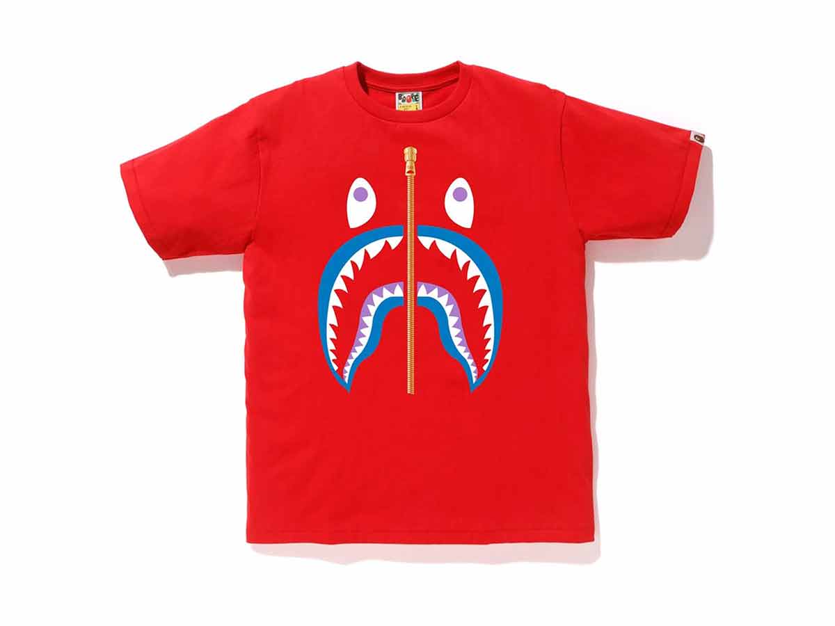Buy BAPE Colors Gold Zip Shark Tee (SS19) Red | SASOM