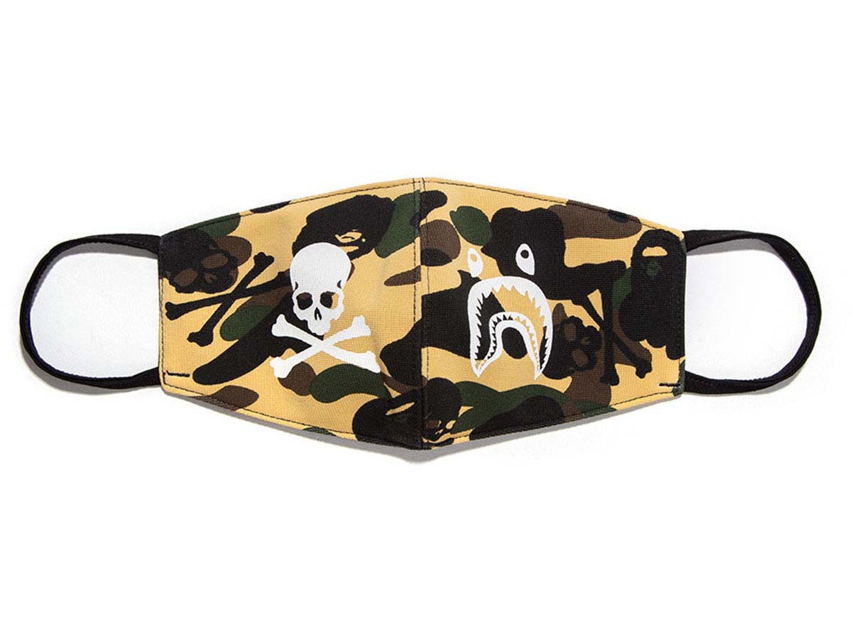 Bape Mastermind Japan Skull & Shark Camo Face Mask Yellow