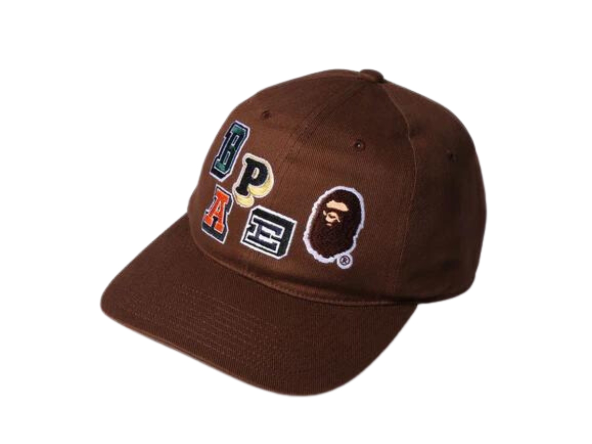 ช้อป Bape Multi Fonts Patch Panel Cap Brownของแท้ที่ SASOM