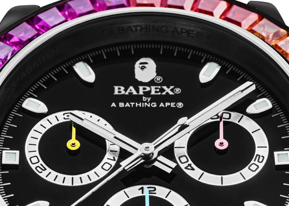 SASOM | เครื่องประดับ BAPE Type 4 BAPEX Crystal Stone Watch Black เช็ค ...