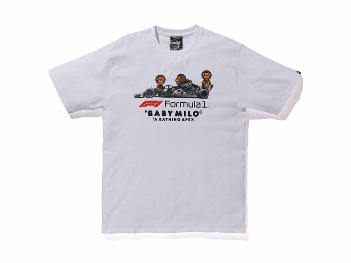 BAPE x F1 Baby Milo Photo Tee White Shop Authentic at SASOM