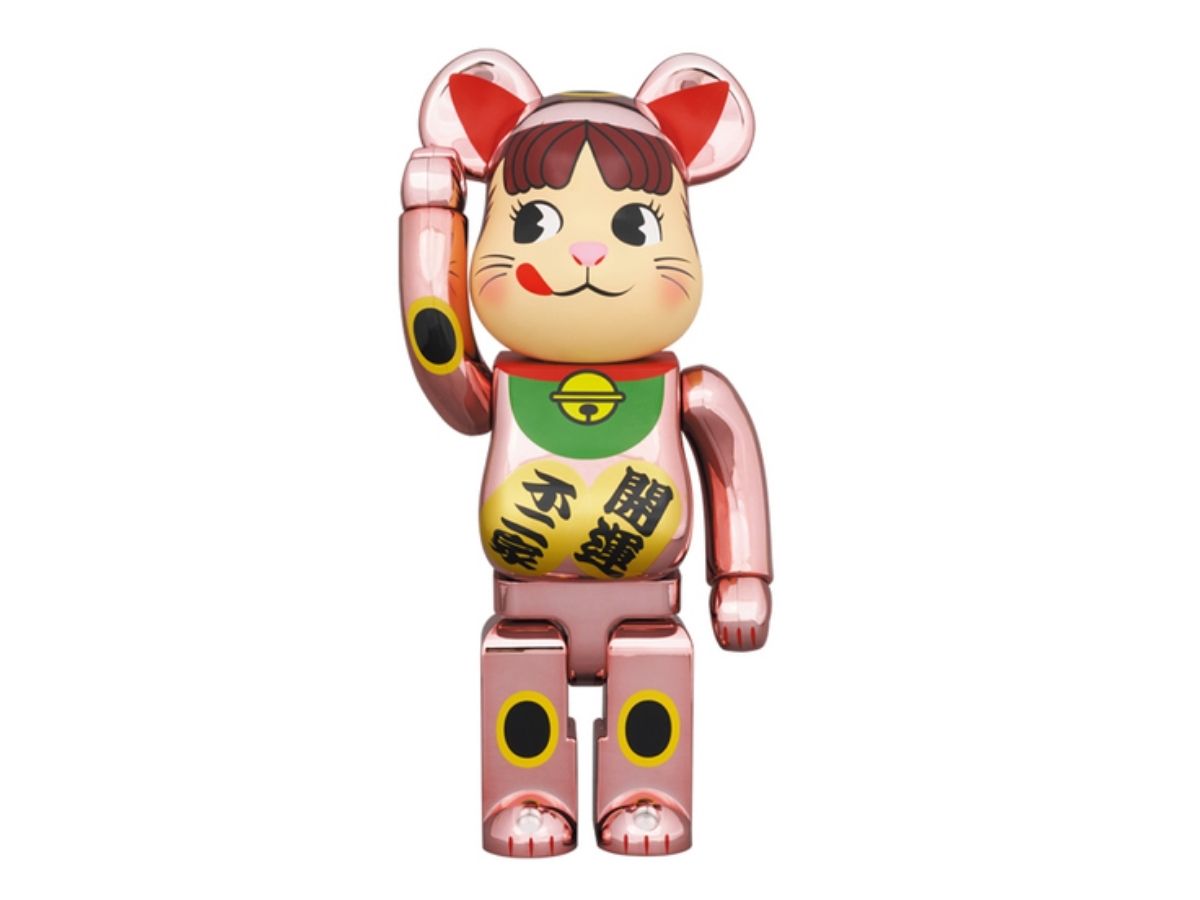 BE@RBRICK PEACH GOLD PLATED PEKO-CHAN MANEKI NEKO SET 400% + 100%
