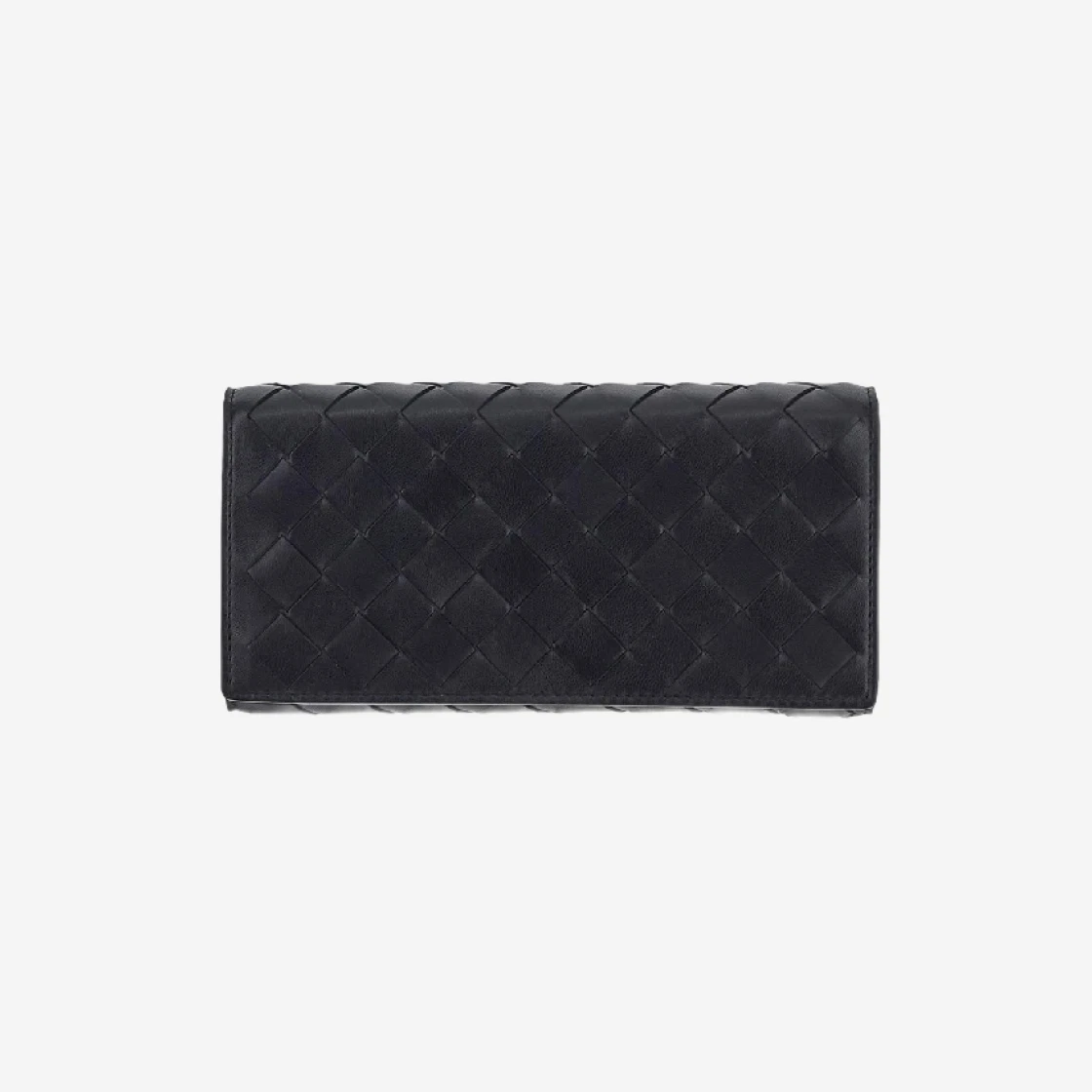 Bottega Veneta Intrecciato Long Flap Wallet Black