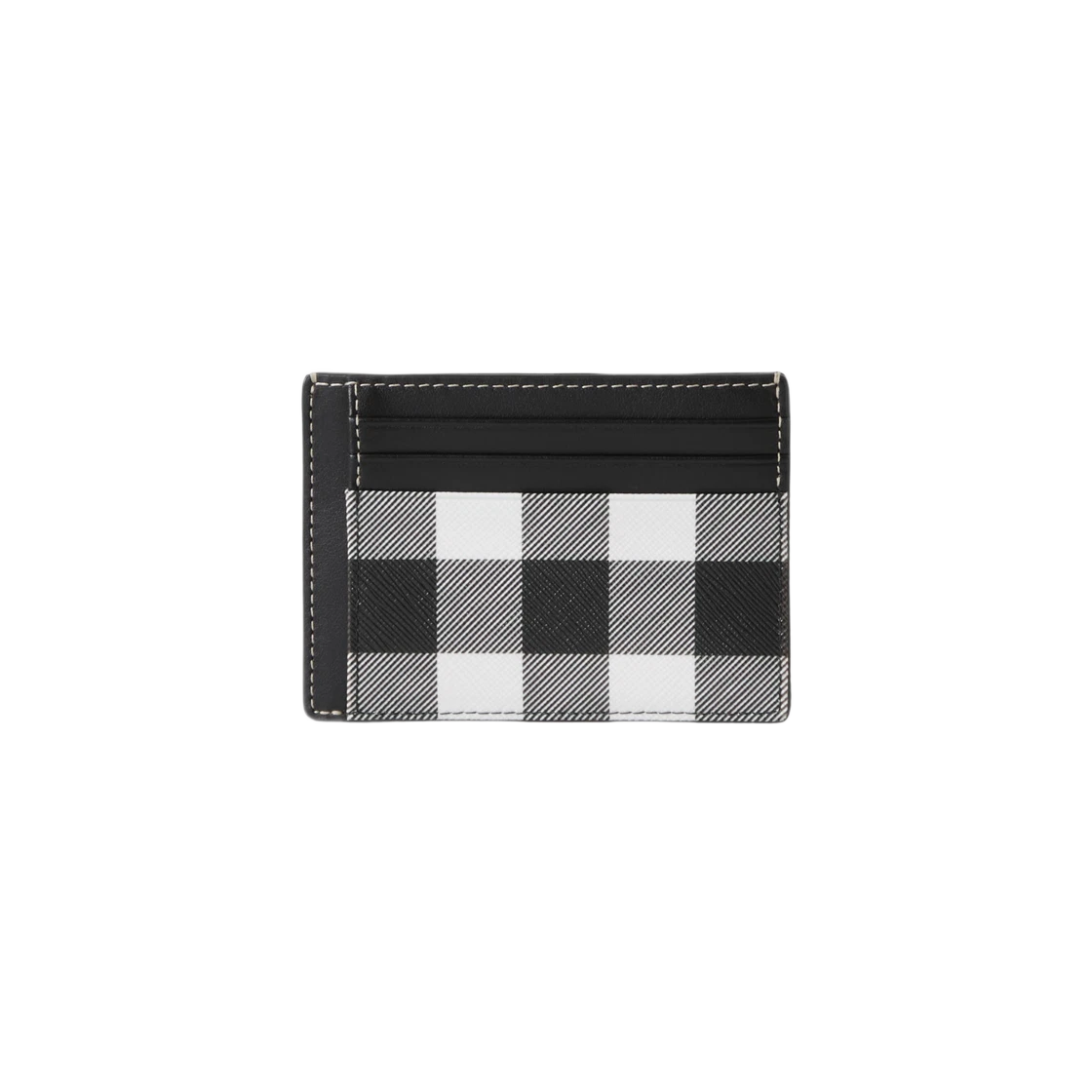 Burberry Check and Leather Money Clip Card Case Dark Birch Brown