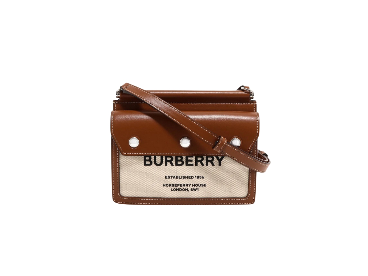 Burberry Mini Horseferry In Smooth Calfskin Canvas With Pocket Tan