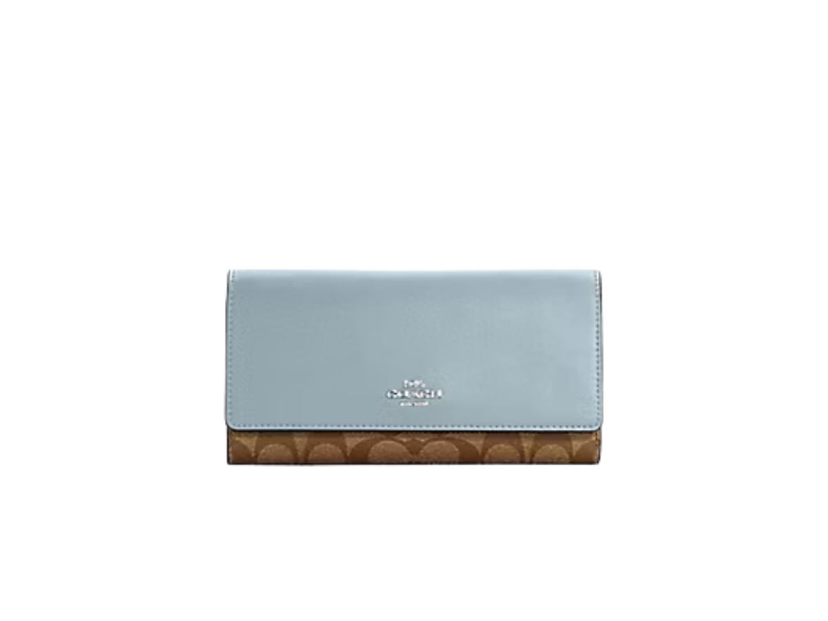 ช้อป Coach Slim Trifold Wallet Power Blueของแท้ที่ SASOM