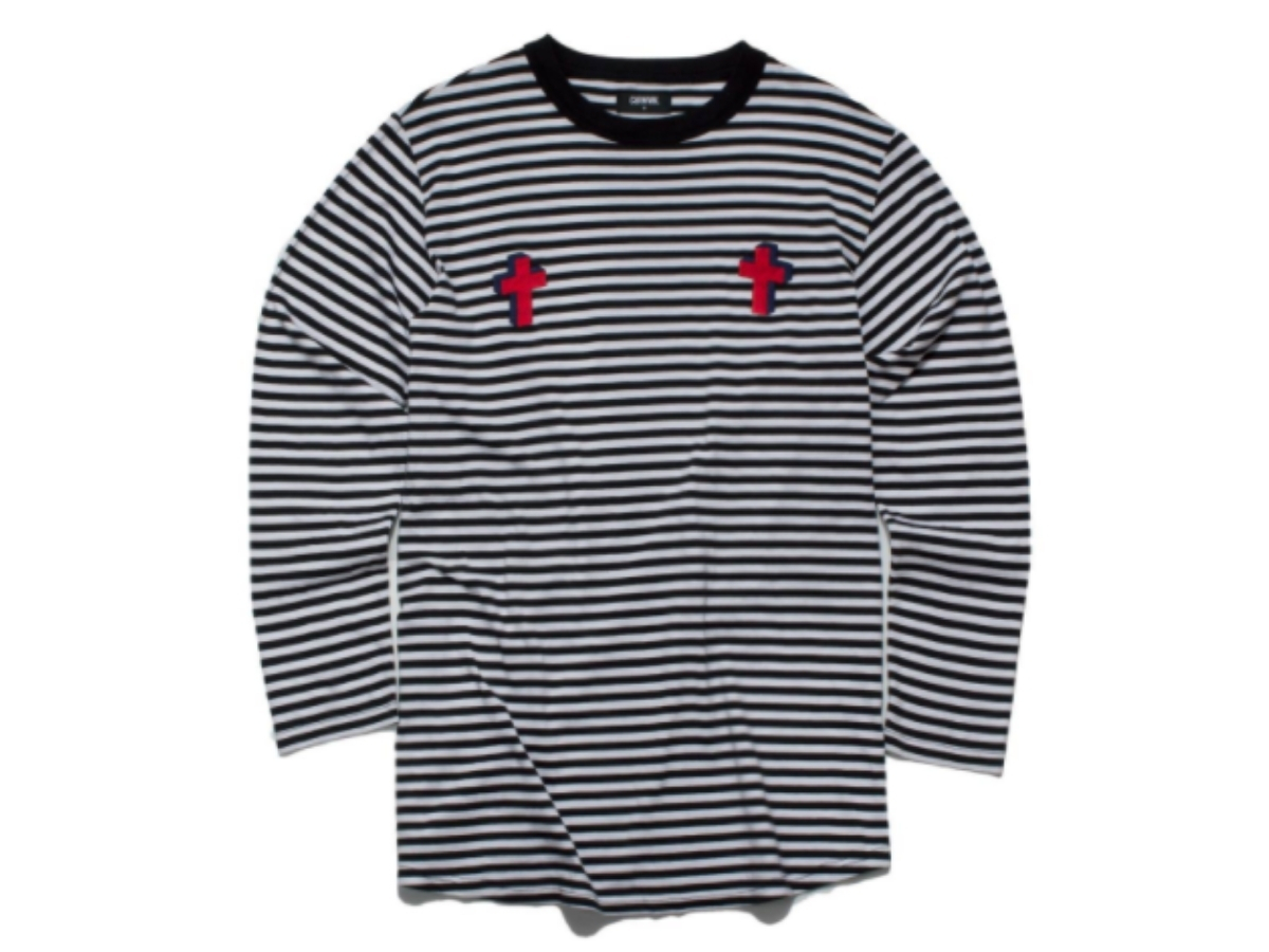 ช้อป Carnival Cross Stripes Tee White Blackของแท้ที่ SASOM