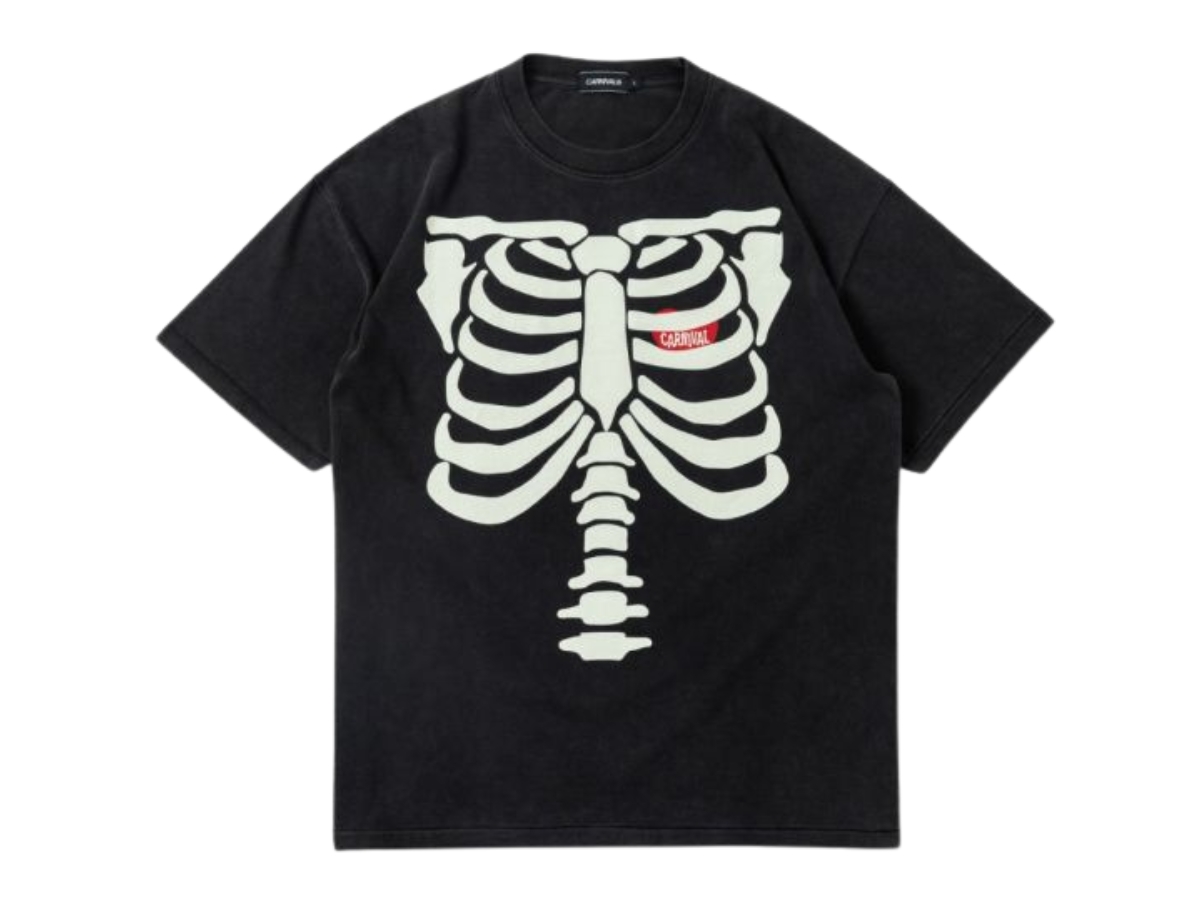 Carnival Fw22 Skeleton Oversized Washed T-Shirt Black