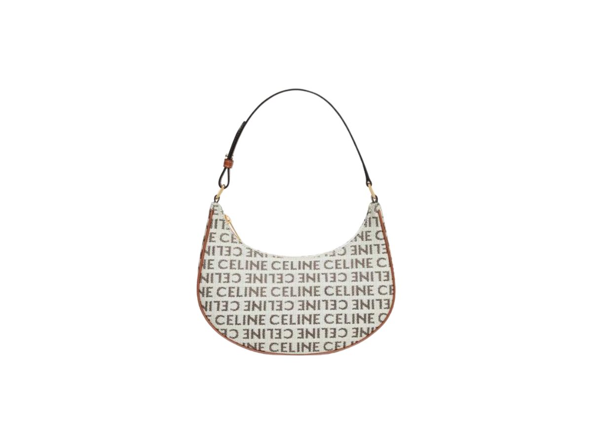 Celine Ava Bag In Textile With Celine All-Over Natural-Tan