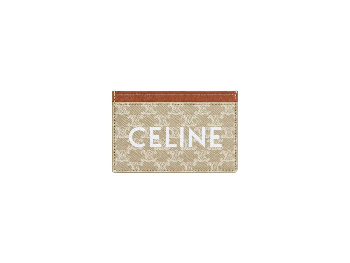 Celine Card Holder In Triomphe Canvas With Celine Print Grege