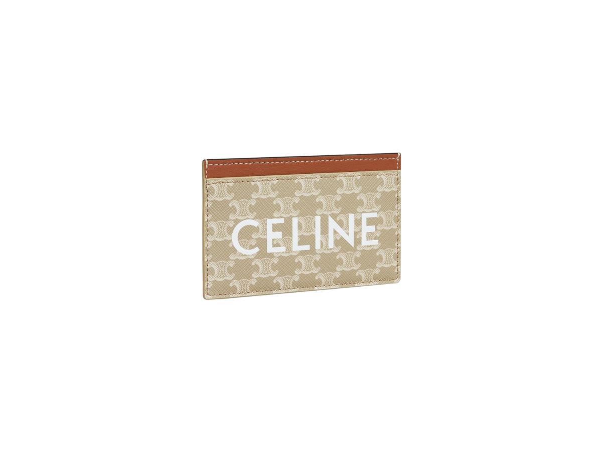 Celine Card Holder In Triomphe Canvas With Celine Print Grege